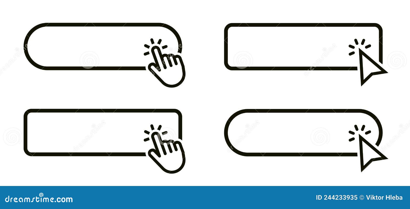 Button with Hand an Arrow Clicking Icon Set. Mouse Pointer Stock Vector ...