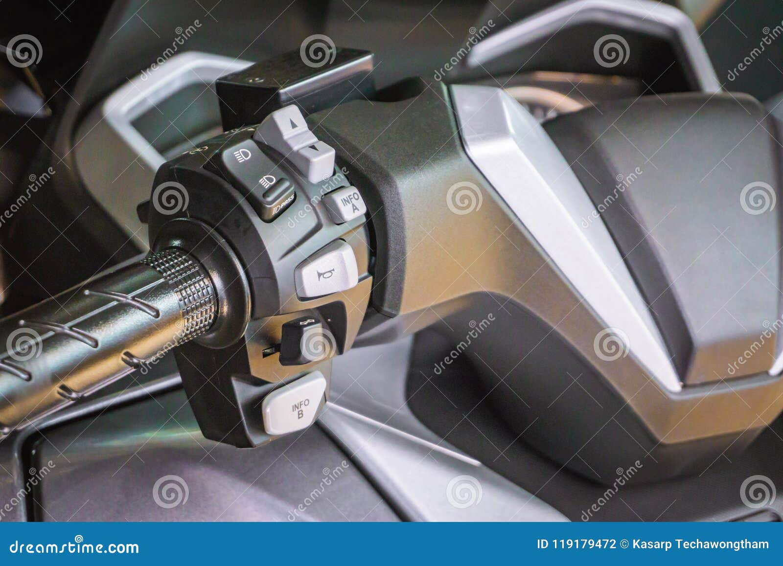 Button Horn Switches and Turn Signals Motorcycle on a Motorcycle Stock ...