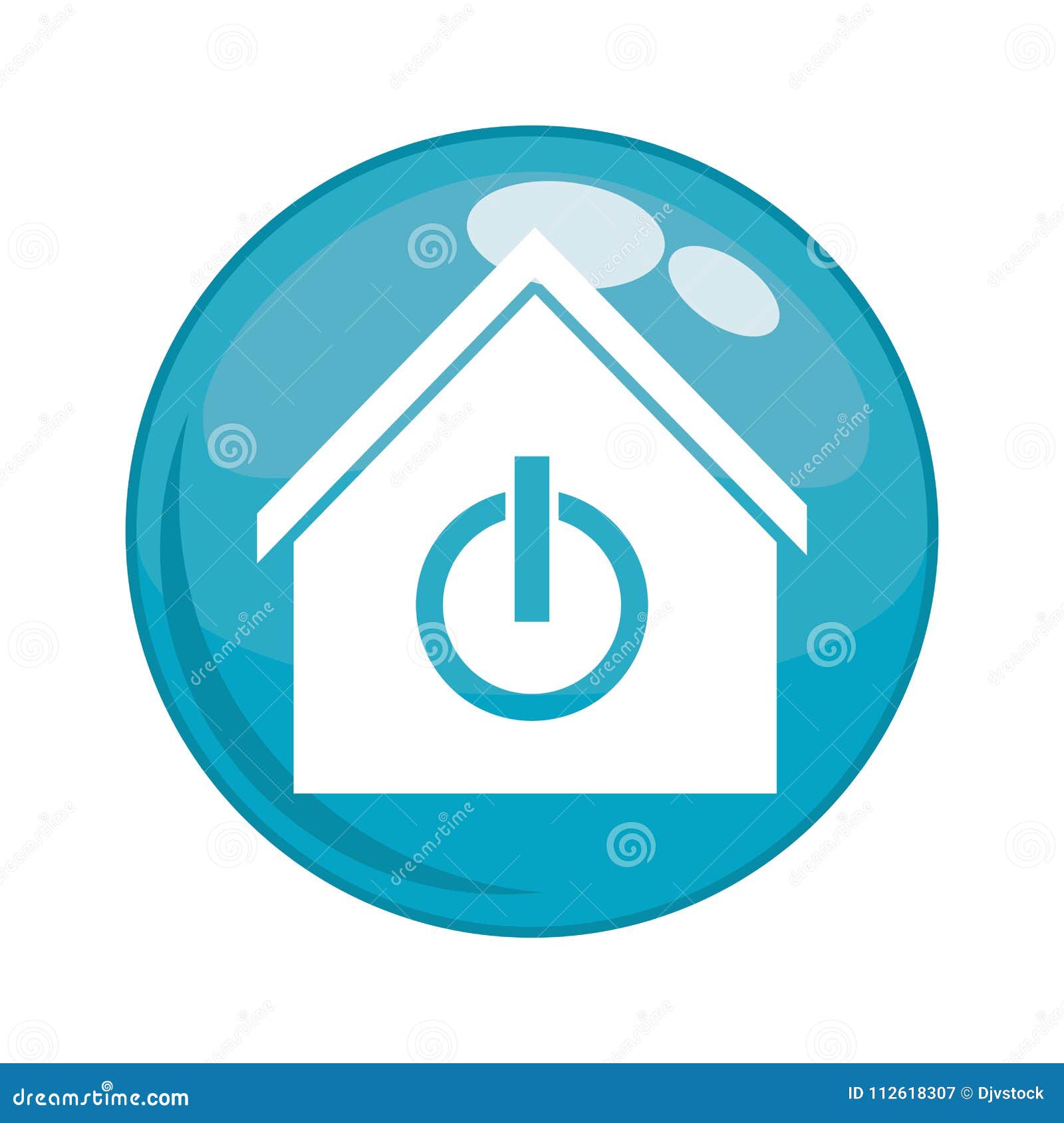 Button with House Building and Power Switch Stock Vector - Illustration ...
