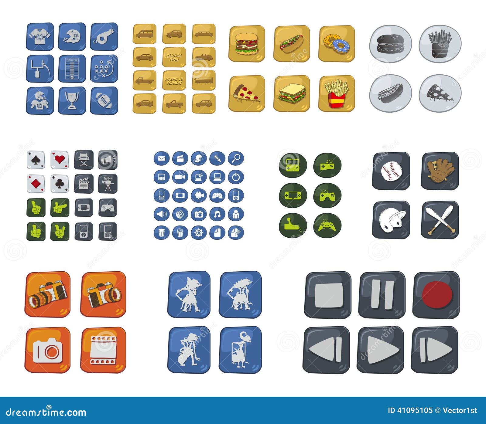 Button icon collection stock vector. Illustration of media - 41095105