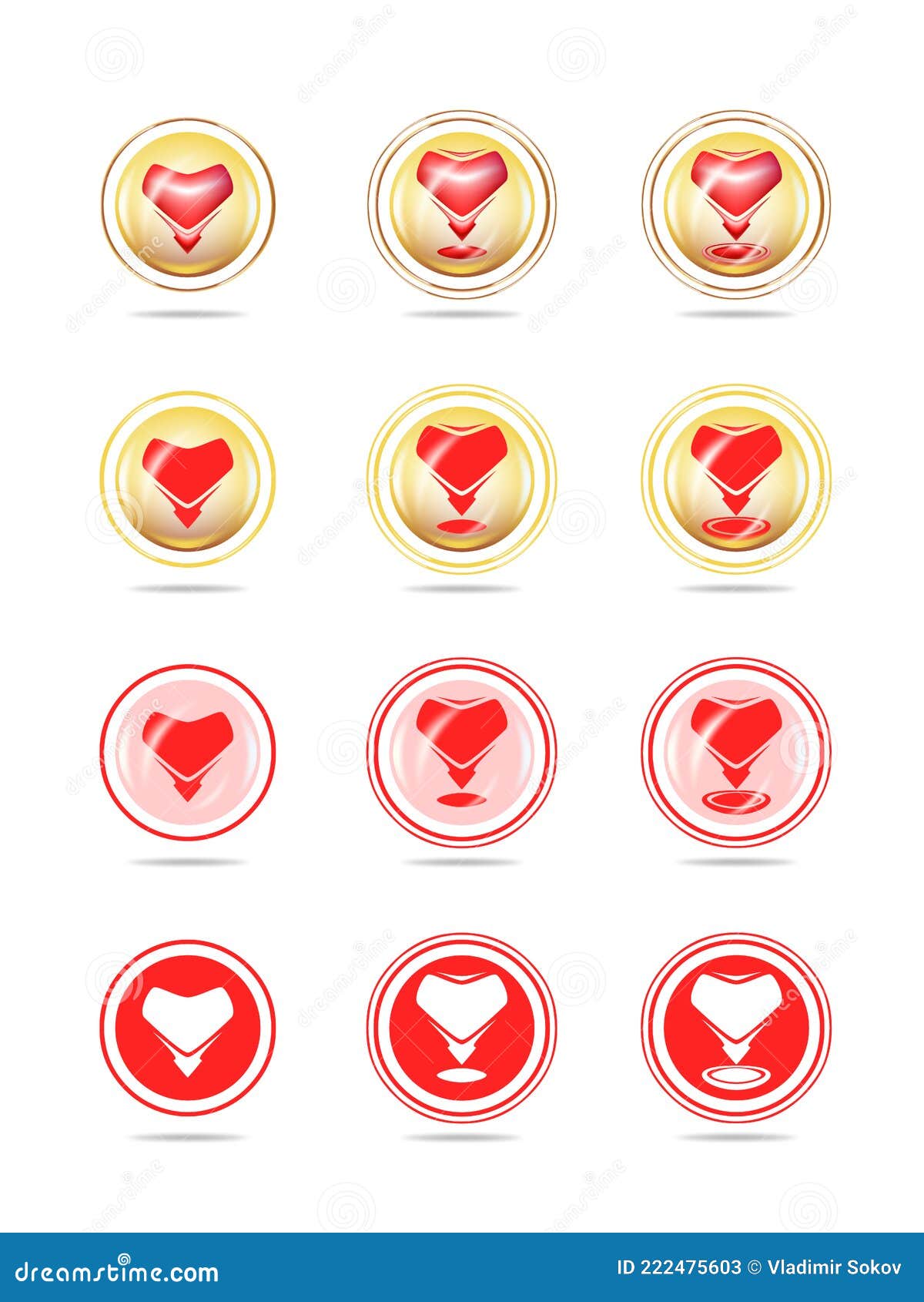 Button Icon with a Heart Symbol Stock Vector - Illustration of buttons ...