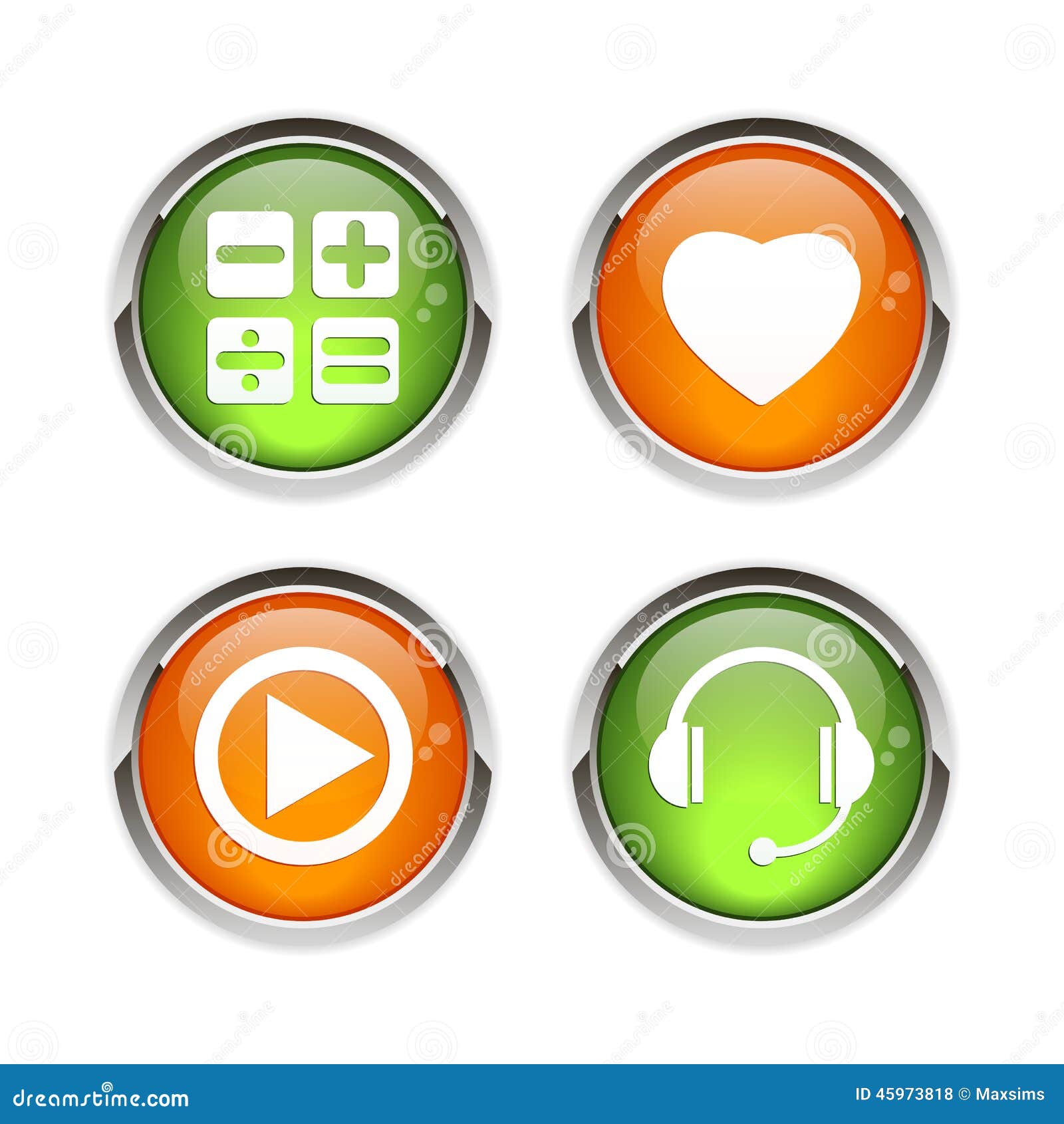 Button Icon Set 3D Web Bouton Stock Vector - Illustration of ...