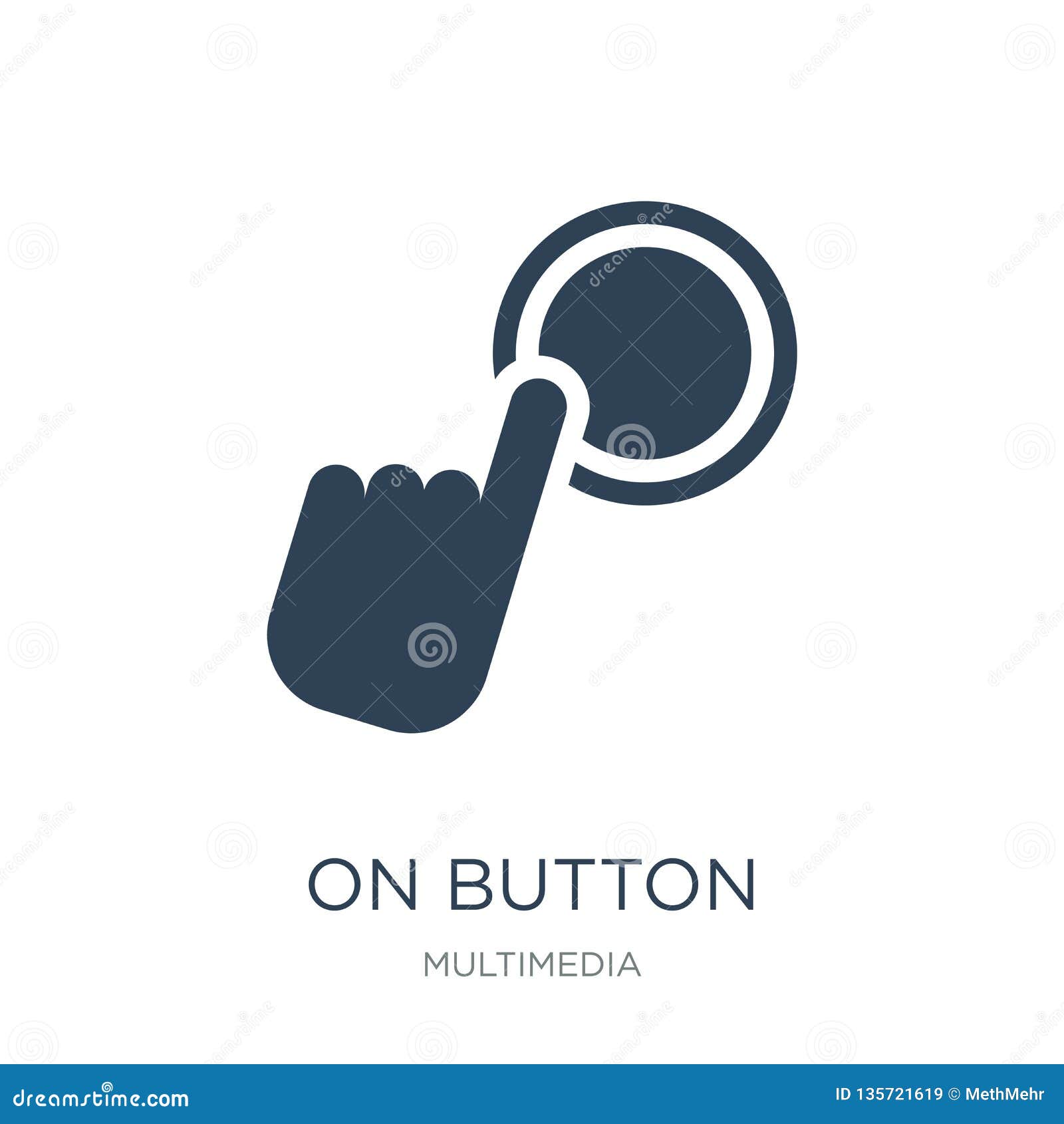 On Button Icon in Trendy Design Style. on Button Icon Isolated on White ...