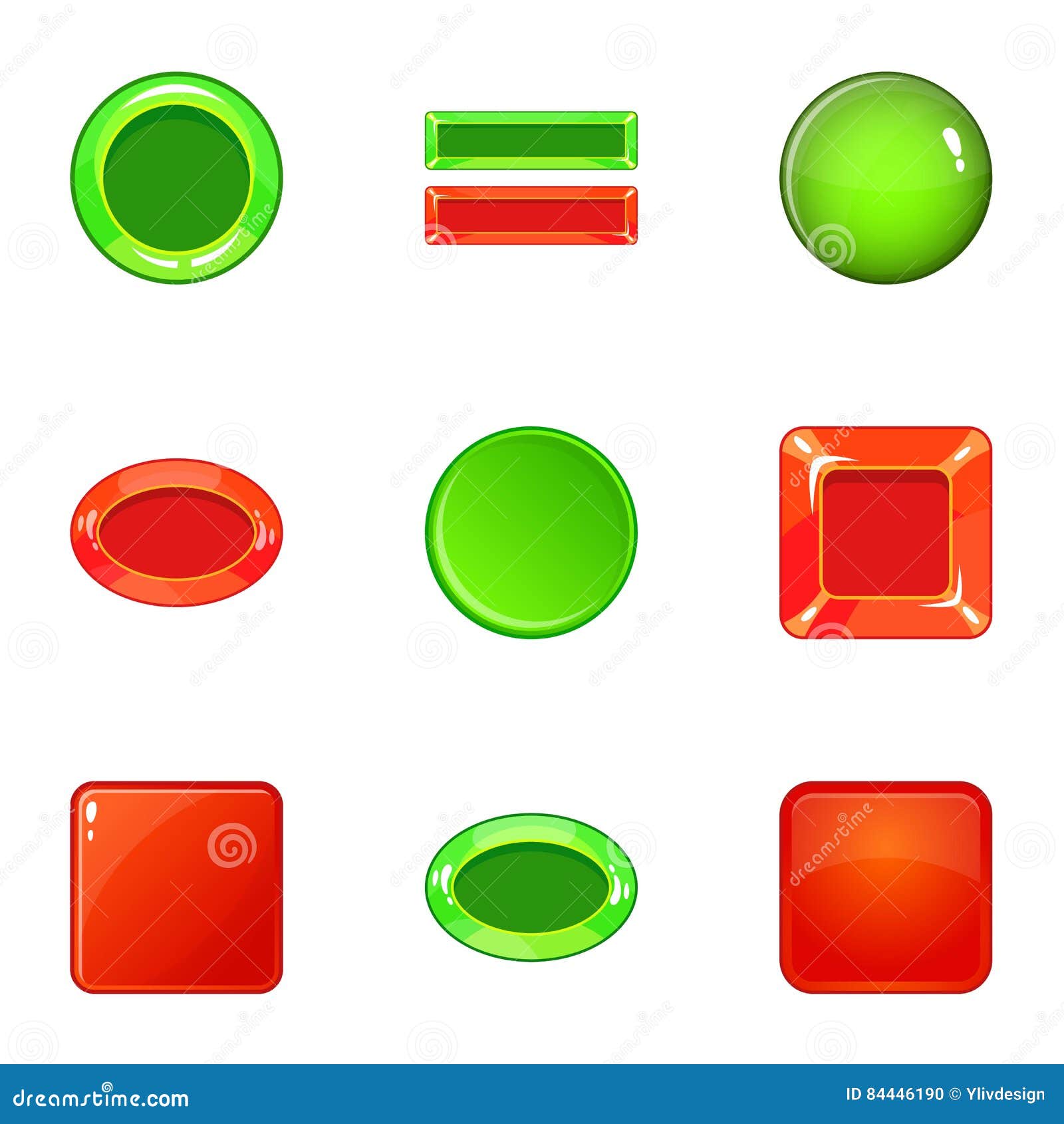 Button Icons Set, Cartoon Style Stock Vector - Illustration of push ...