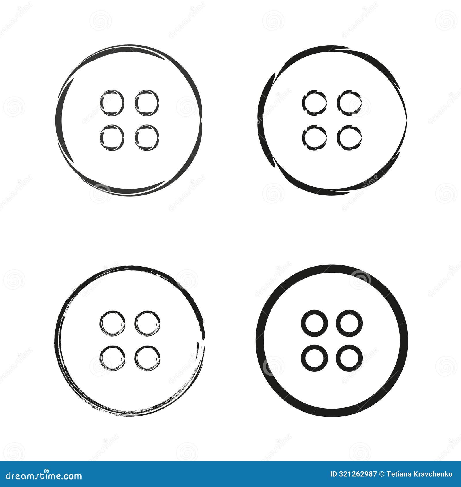 Button Icons Set. Sewing Elements. Hand Drawn Style. Vector Symbols ...