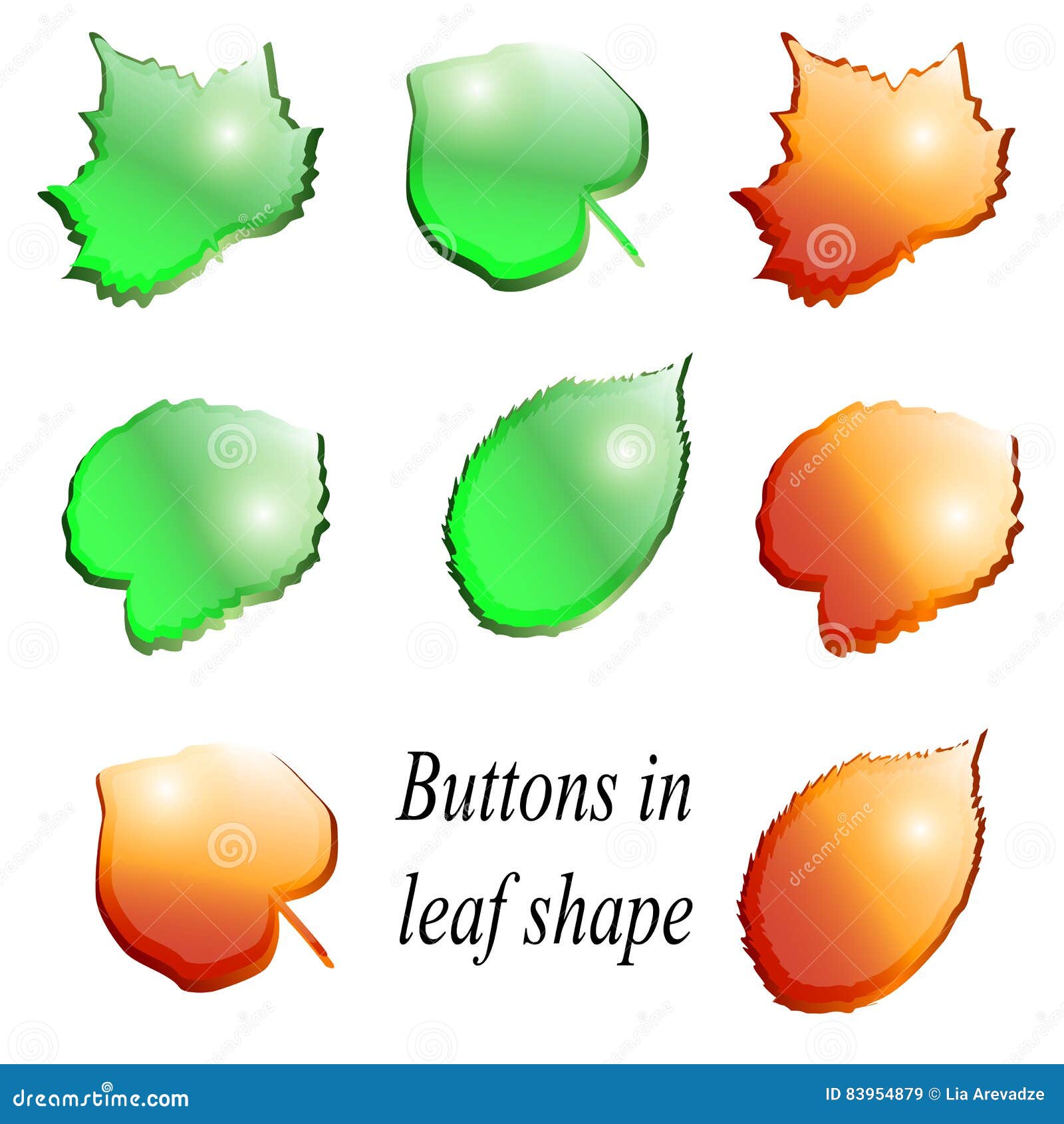 Button in Leaf Shape in Curves Stock Illustration - Illustration of ...
