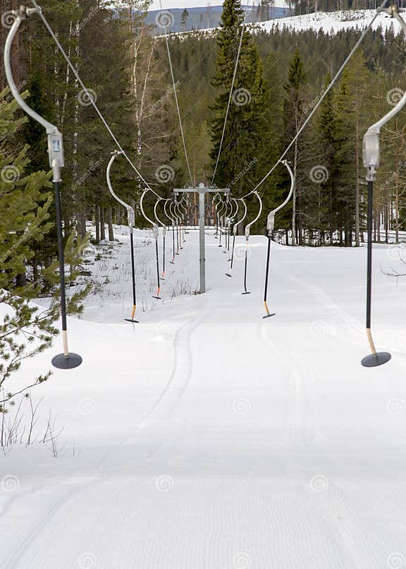 Button Lift Downhill Skiing Stock Photo - Image of nature, activity ...