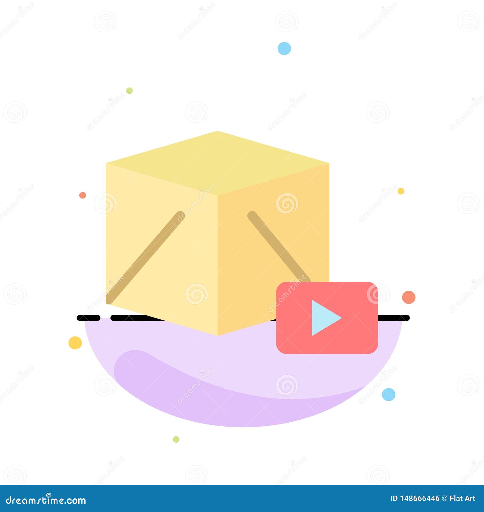 Button, Media, Play, Box Abstract Flat Color Icon Template Stock Vector ...