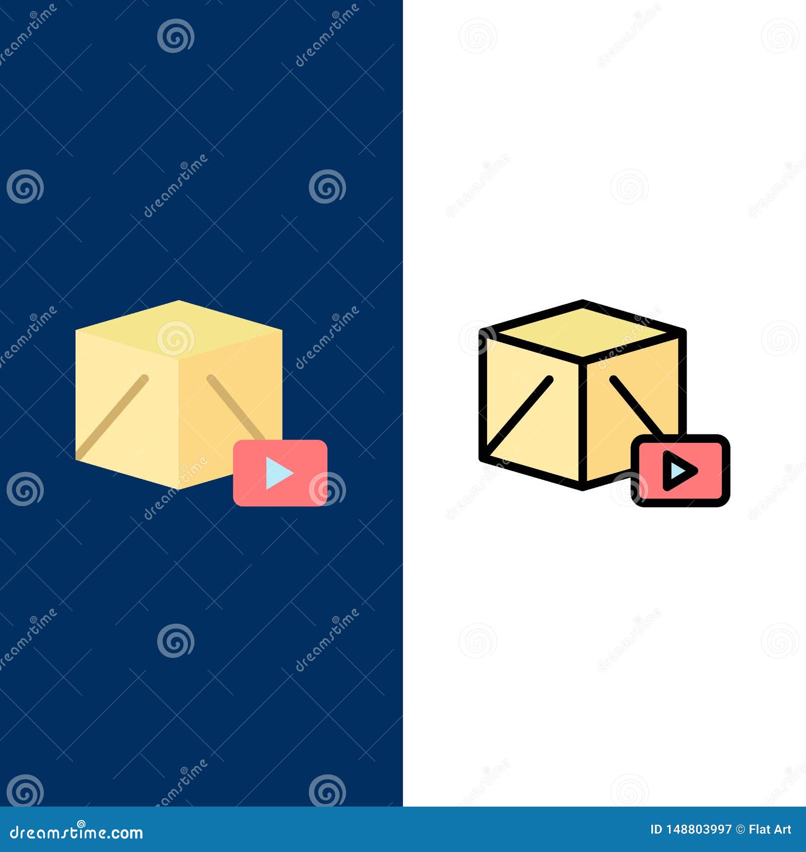 Button, Media, Play, Box Icons. Flat and Line Filled Icon Set Vector ...