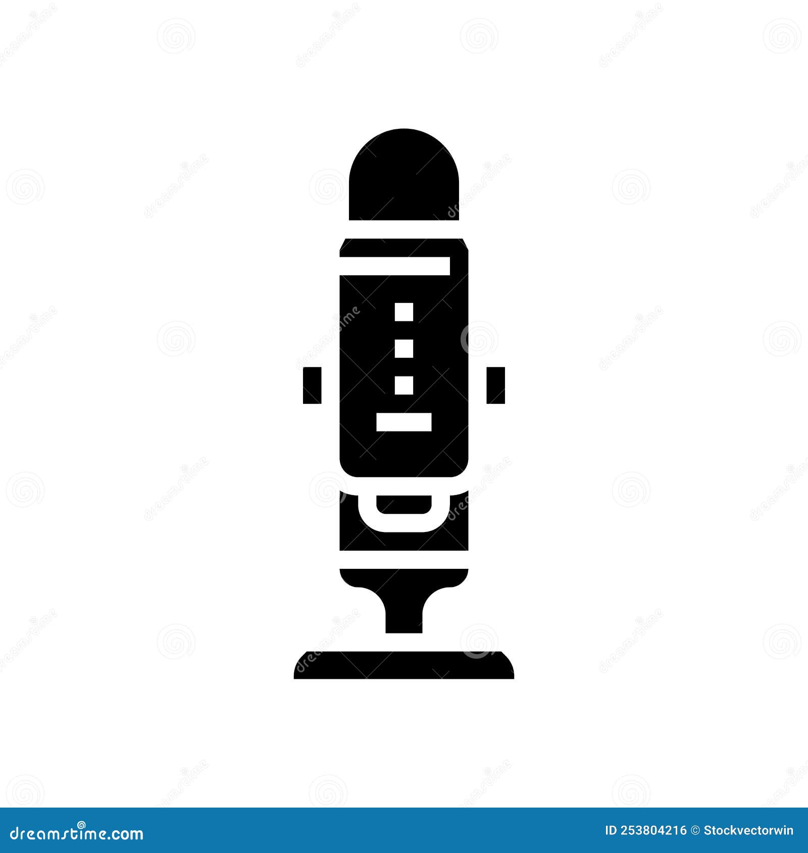 Button Mic Microphone Glyph Icon Vector Illustration Stock Vector ...