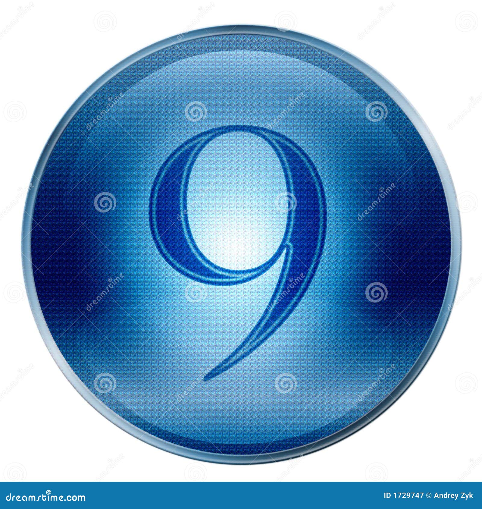 The button Nine blue stock illustration. Illustration of closeup - 1729747
