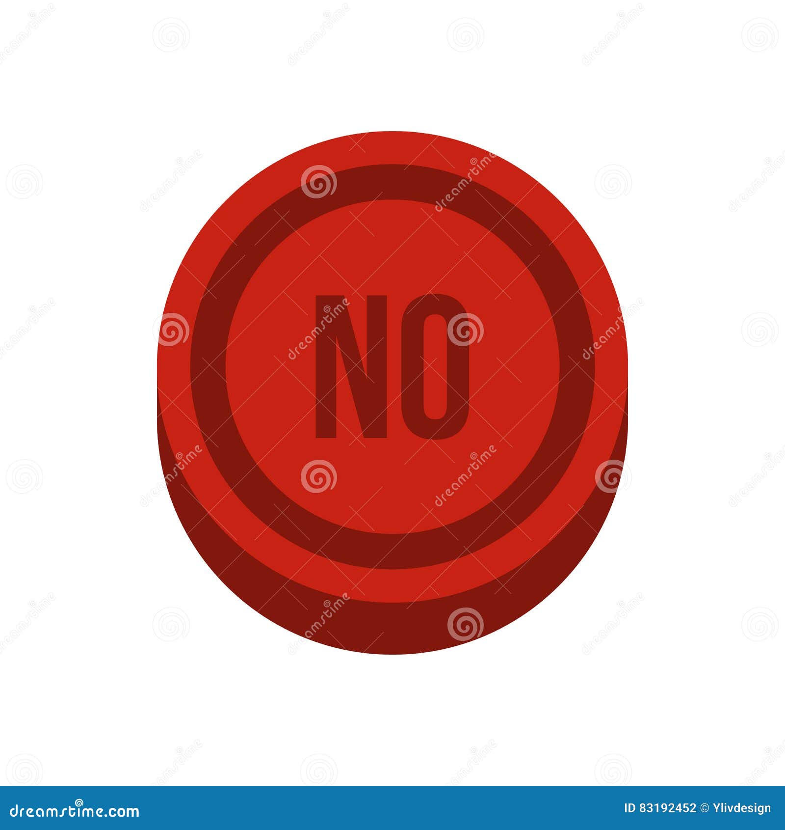Button No in Circle Icon, Flat Style Stock Vector - Illustration of ...