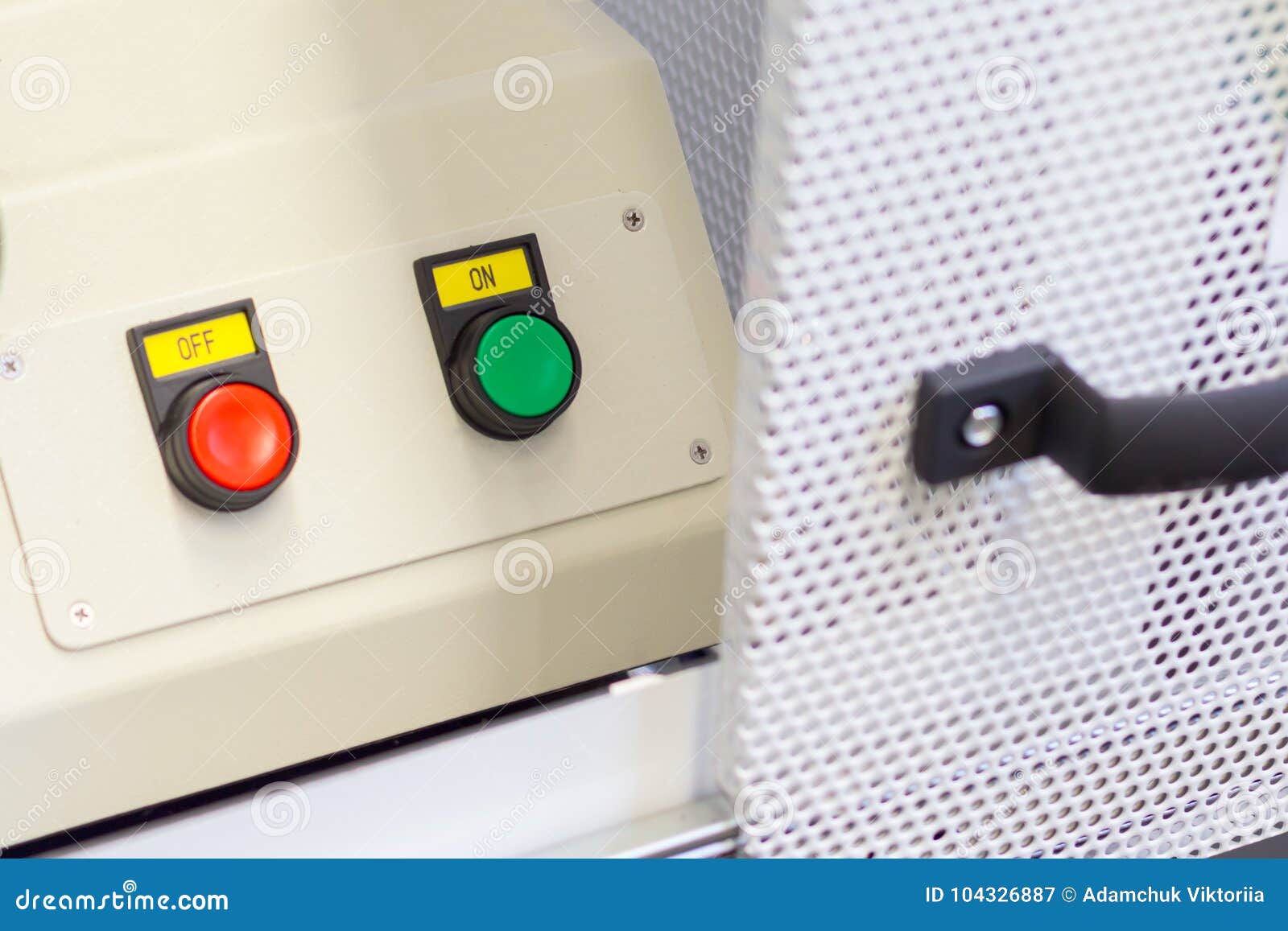 Button on and Off on Device with a Closing Door Stock Image - Image of ...