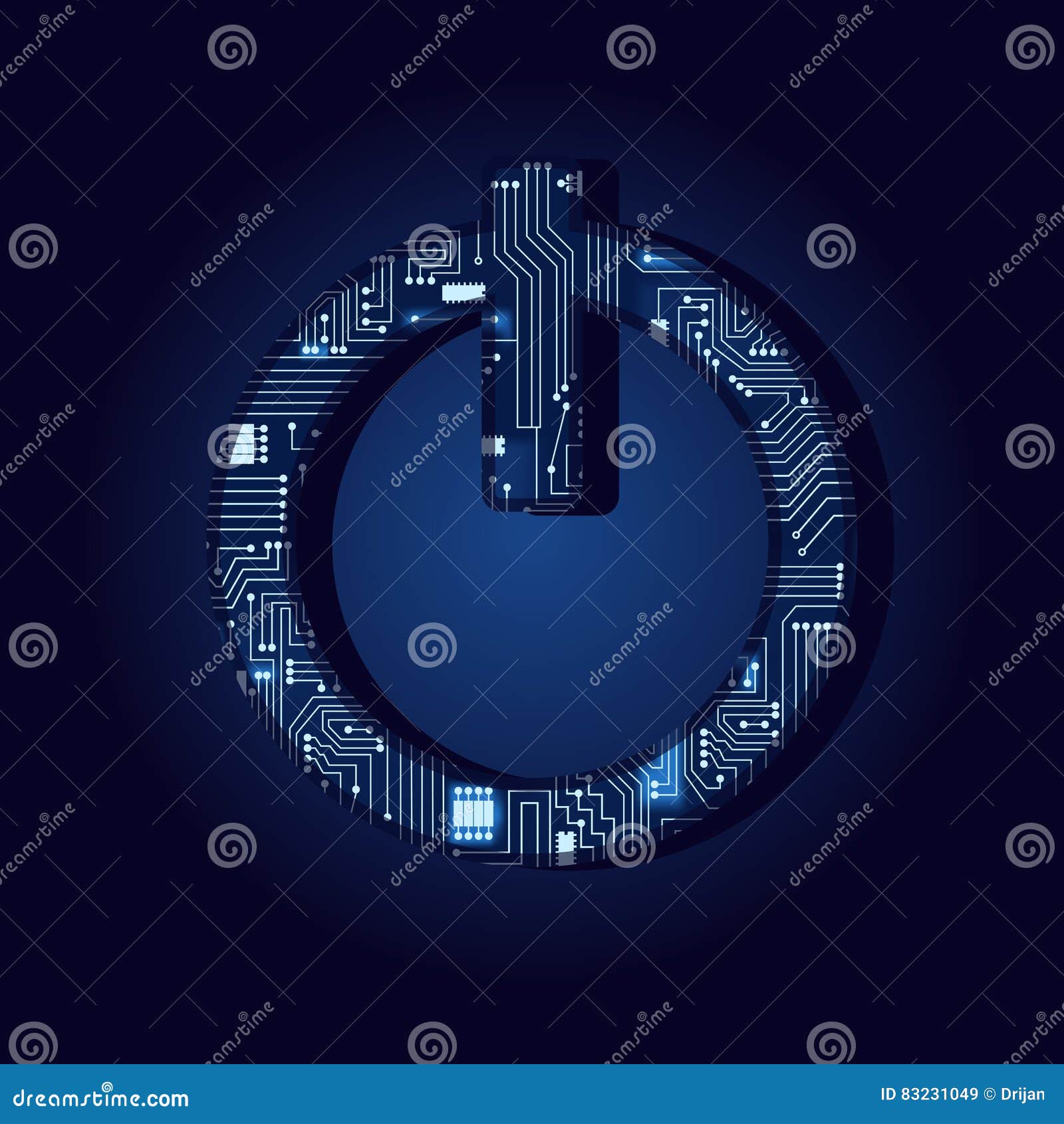 Button on, Off with Electronic Circuit Stock Vector - Illustration of ...