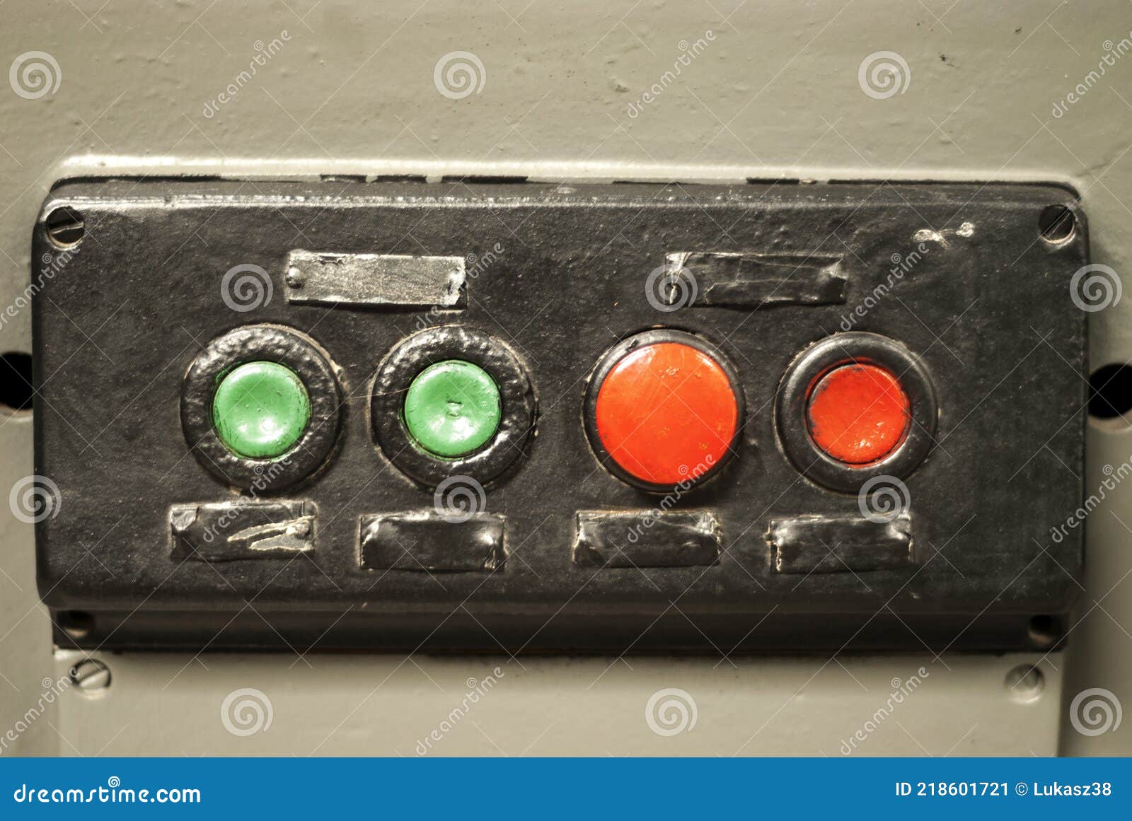 Button from the Old Device. Red and Green Color, Black Binding. it ...