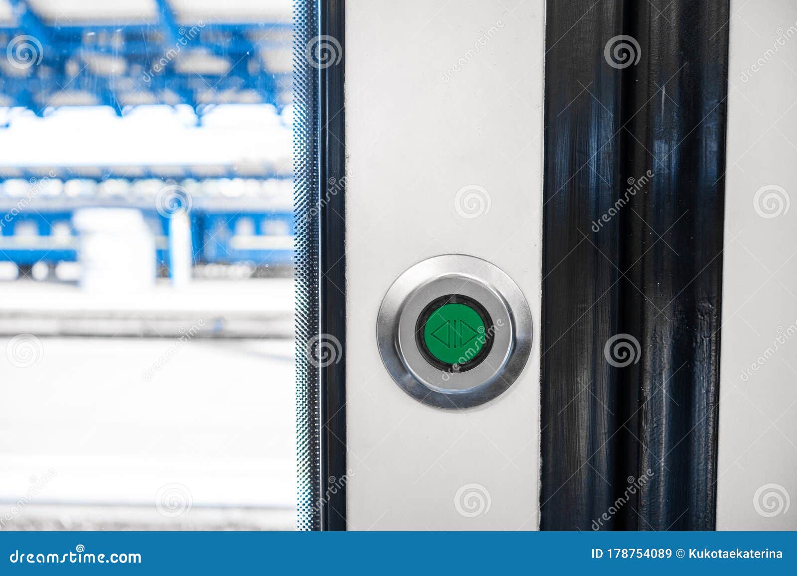 Button for Opening Doors in Public Transport Stock Image - Image of ...