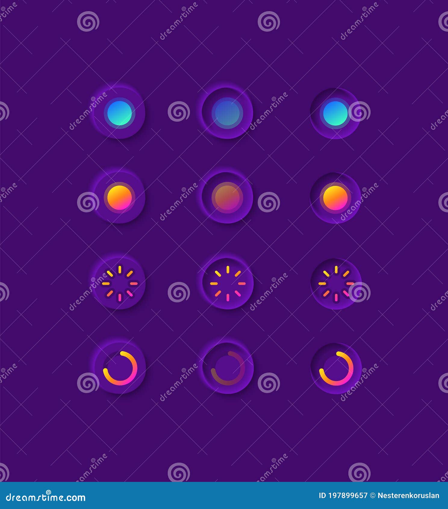 Button Options for Media UI Elements Kit Stock Vector - Illustration of ...