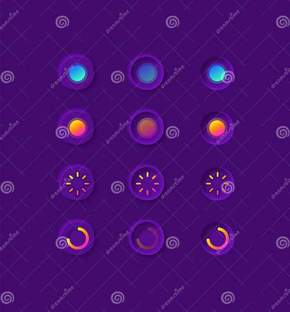 Button Options for Media UI Elements Kit Stock Vector - Illustration of ...