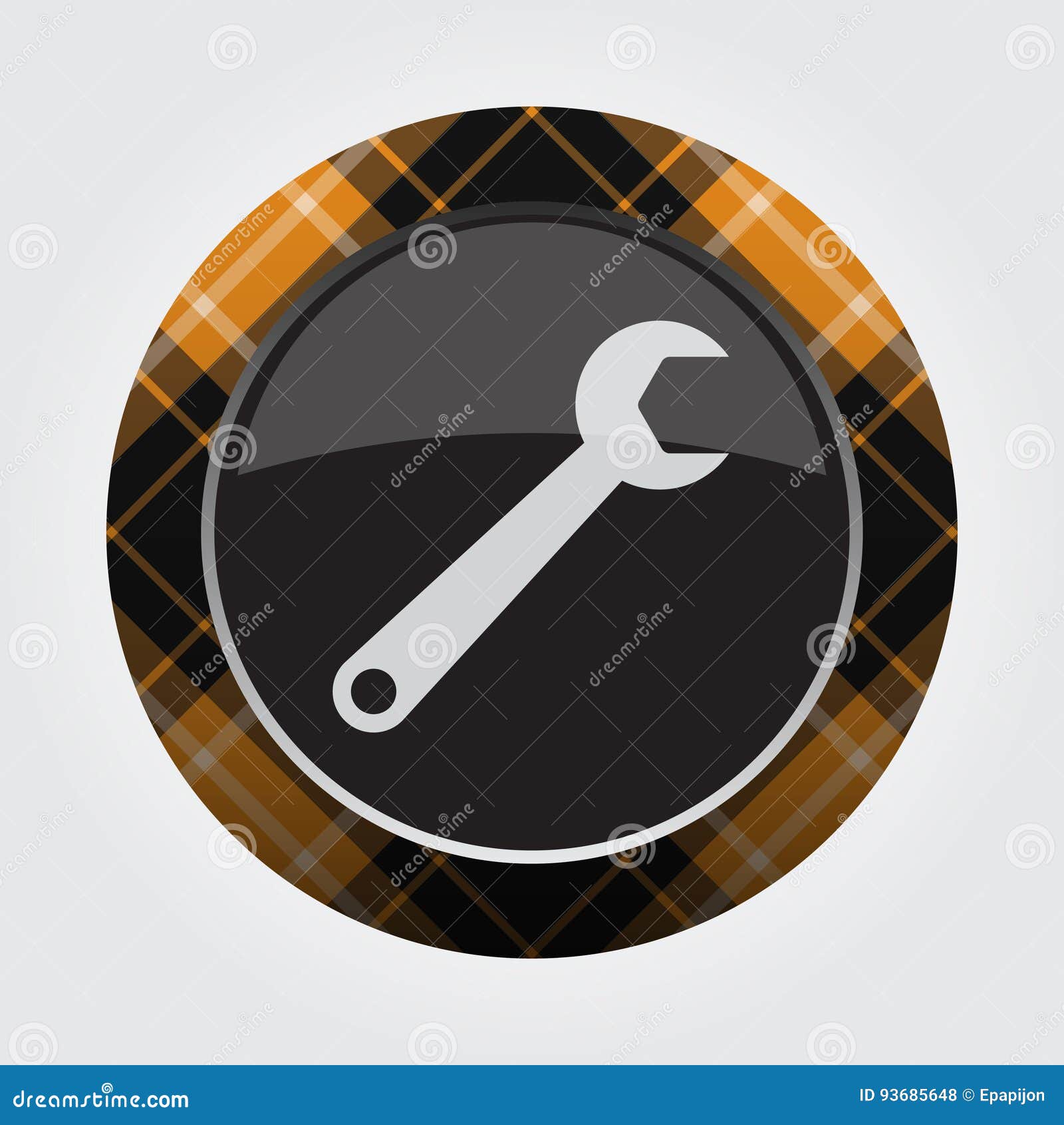 Button with Orange, Black Tartan - Spanner Icon Stock Vector ...
