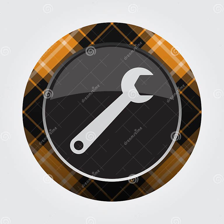 Button with Orange, Black Tartan - Spanner Icon Stock Vector ...