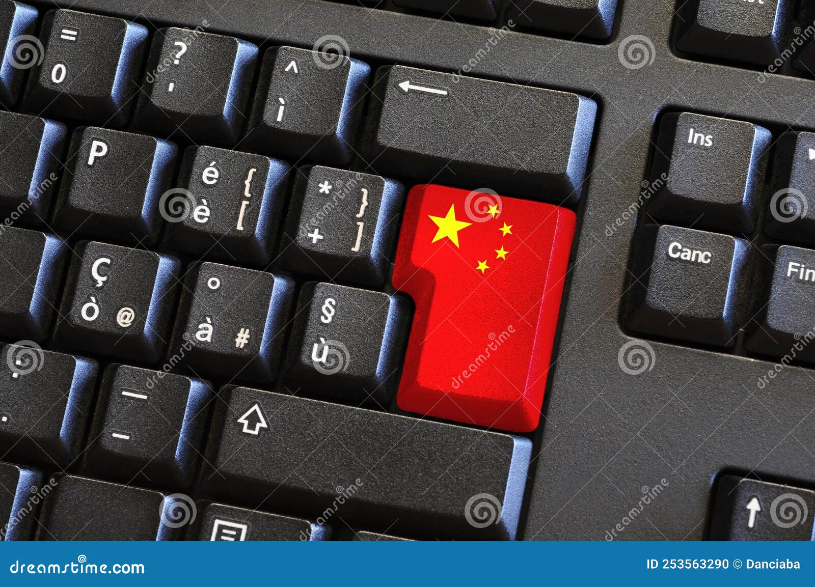 Button Painted with the Chinese Flag on Black Computer Keyboard Stock ...