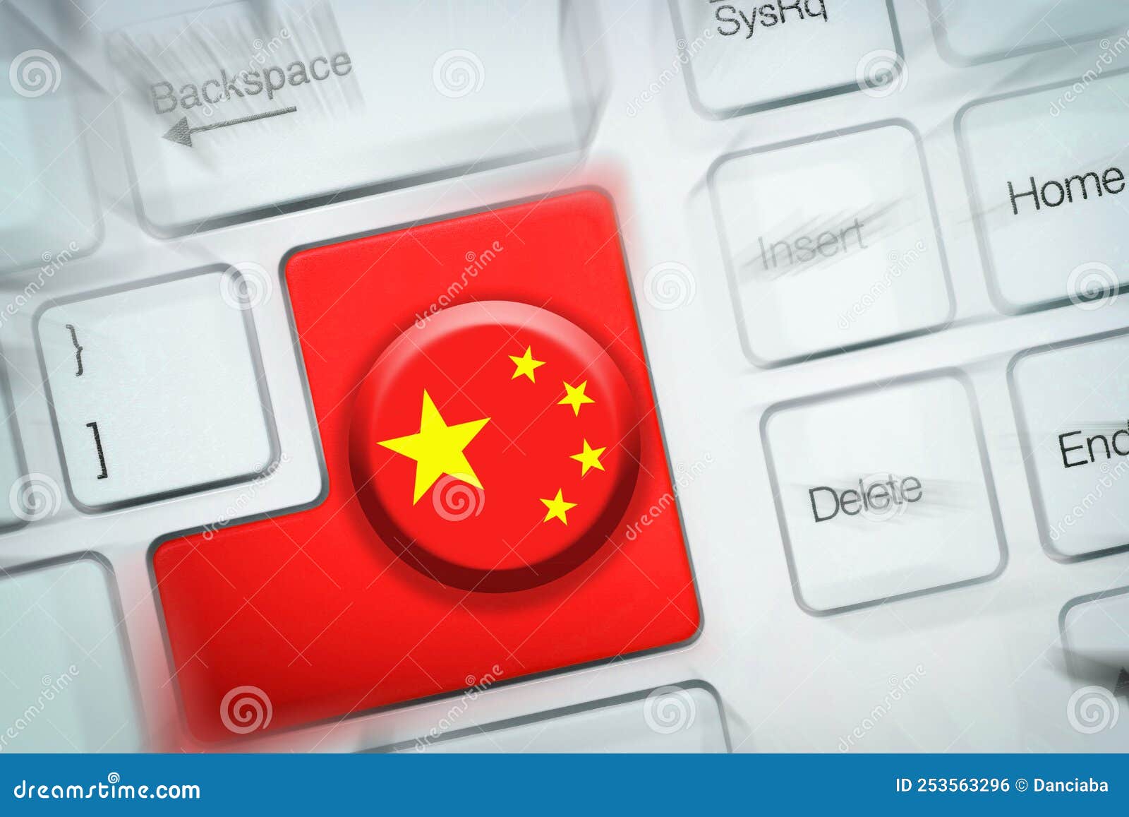 Button Painted with the Chinese Flag on White Computer Keyboard Stock ...