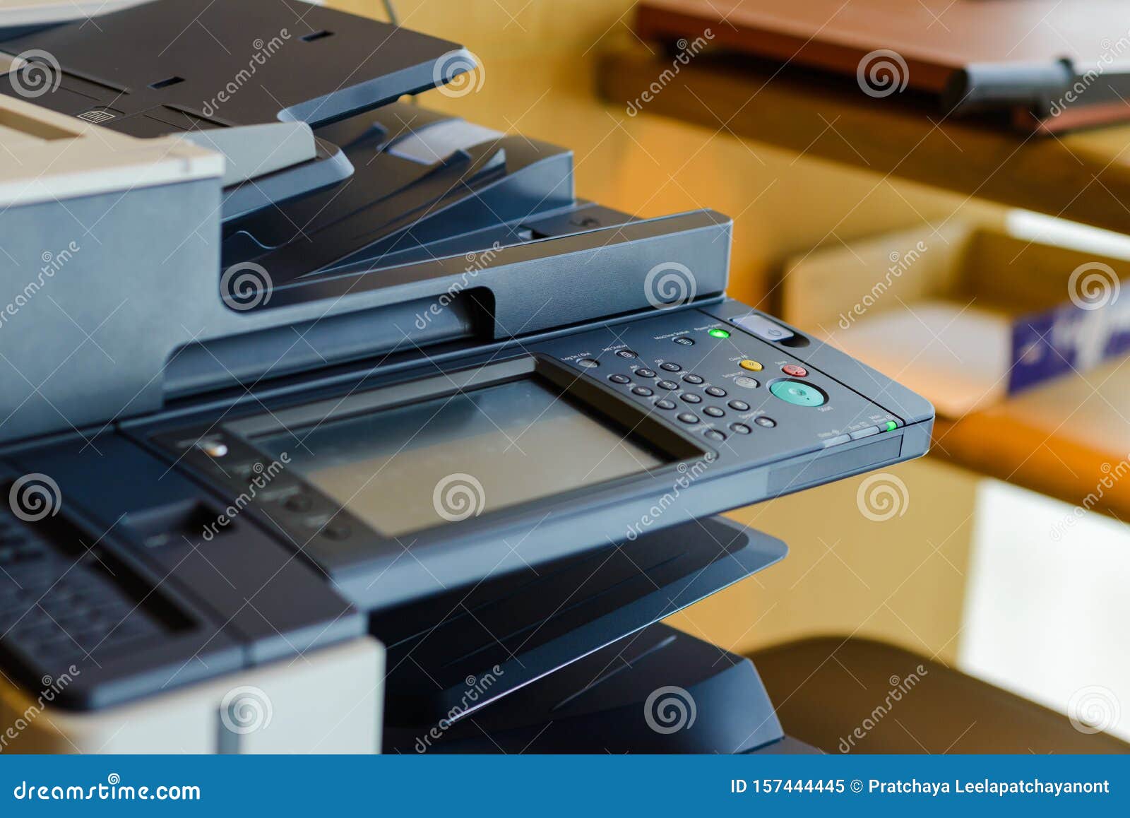Button on Panel of Copy Machine or Photocopier in Office Stock Image ...