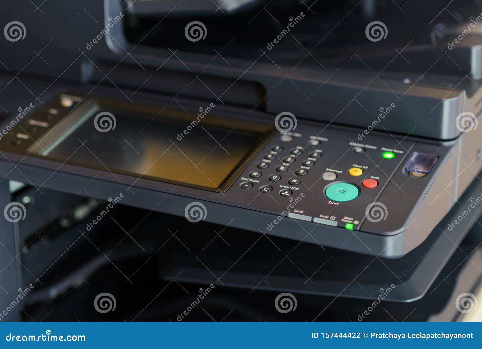 Button on Panel of Copy Machine or Photocopier in Office Stock Photo ...