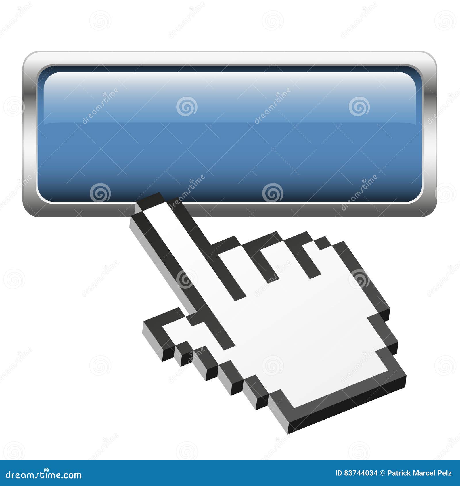 Button with pixel hand stock vector. Illustration of click - 83744034