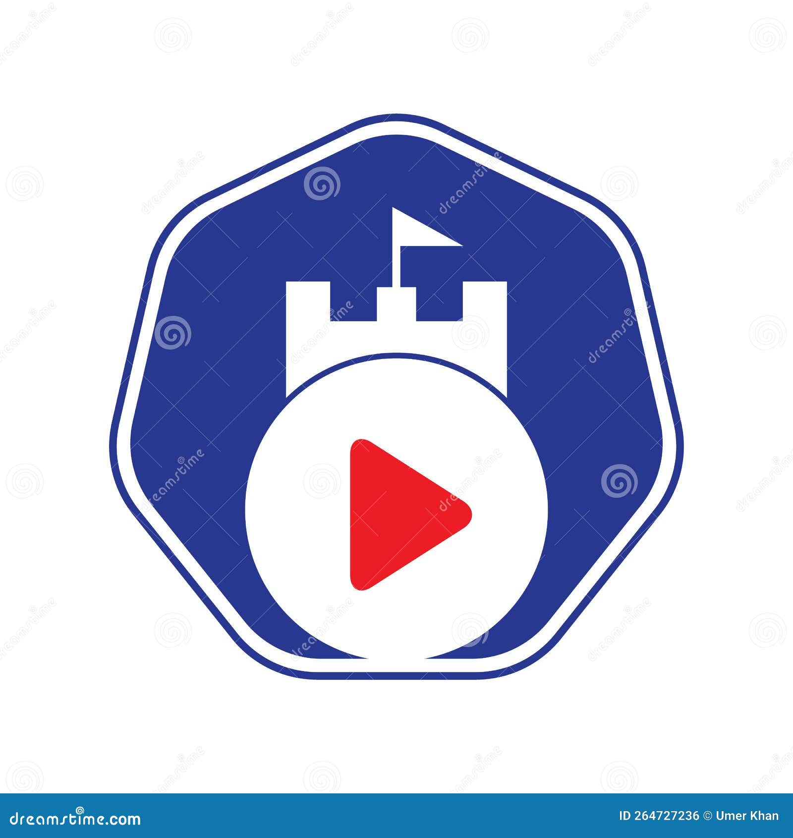 Button Play and Castle Vector Logo Combination. Stock Vector ...