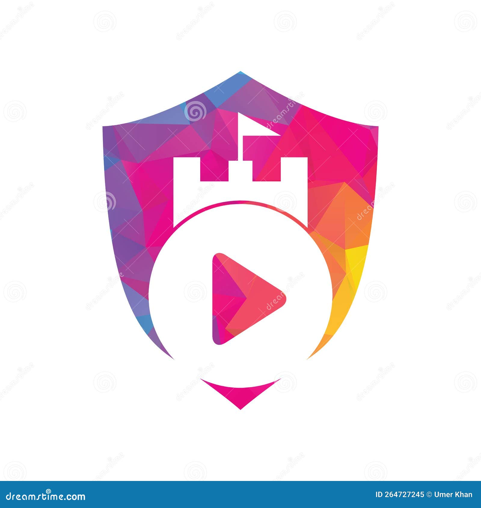 Button Play and Castle Vector Logo Combination. Stock Vector ...