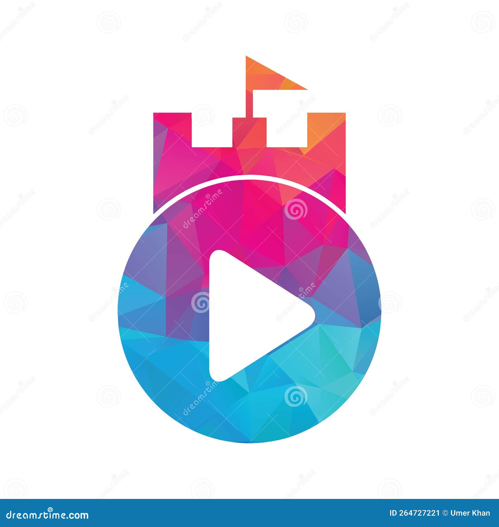 Button Play and Castle Vector Logo Combination. Stock Vector ...