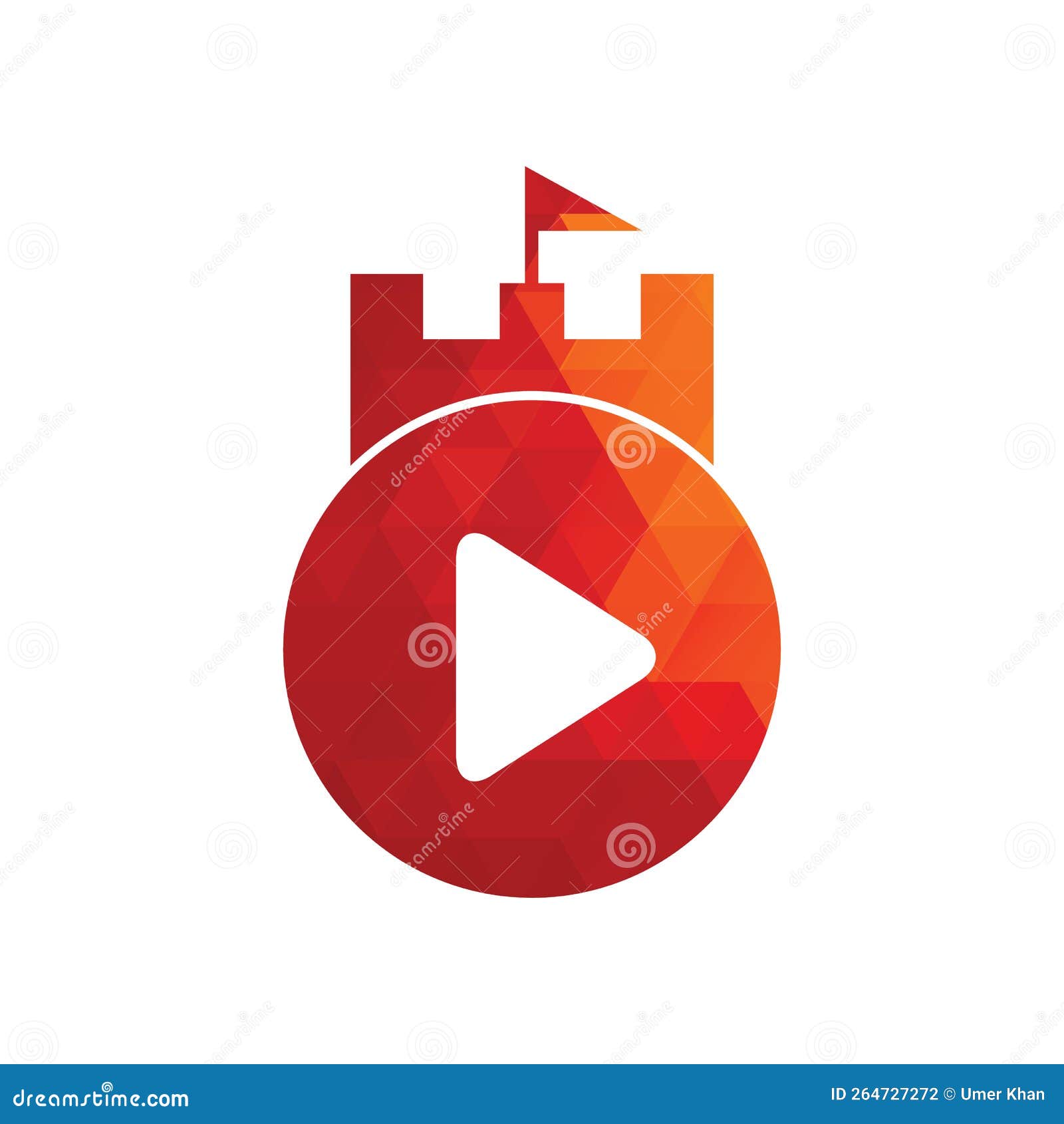 Button Play and Castle Vector Logo Combination. Stock Vector ...