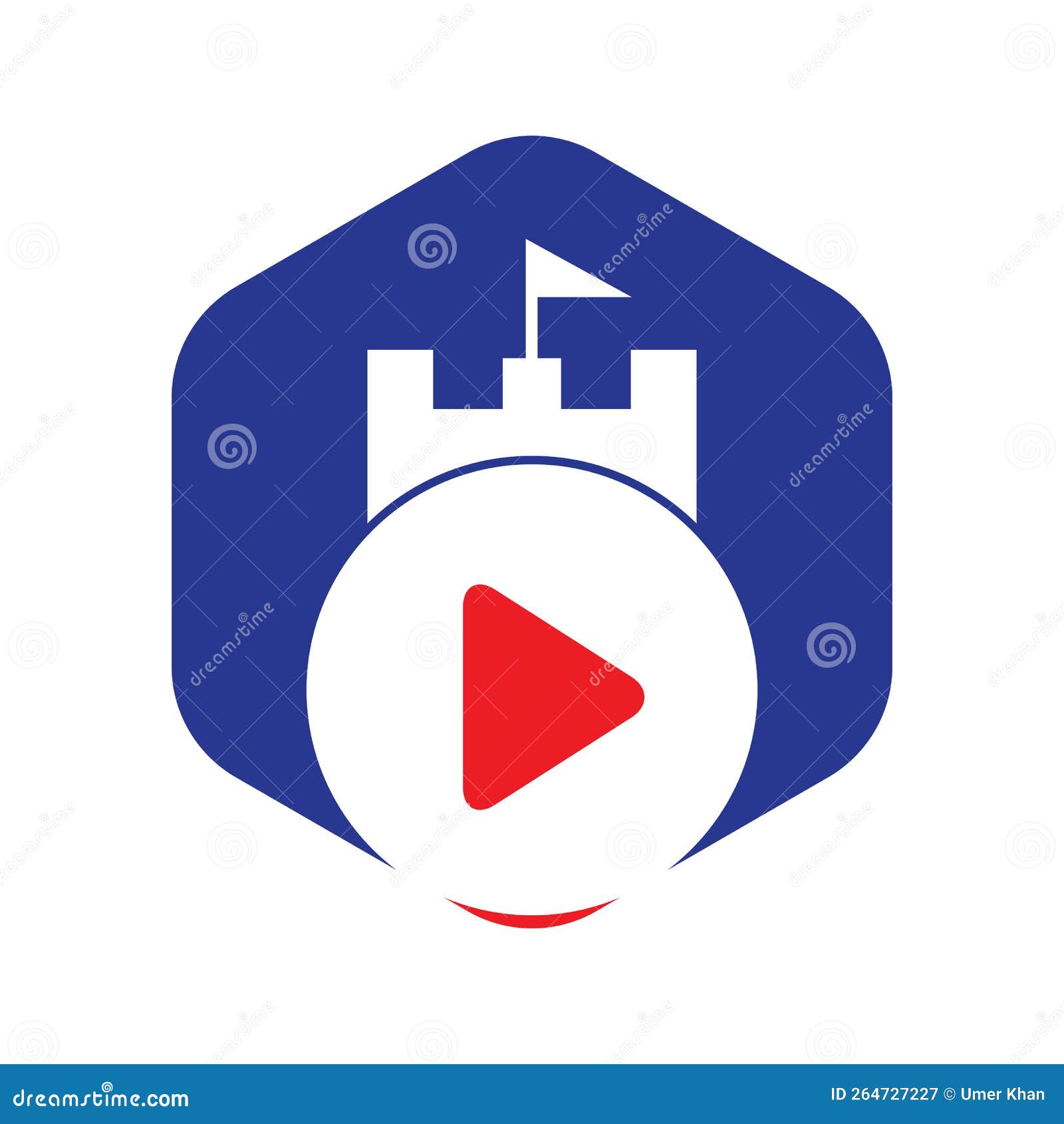 Button Play and Castle Vector Logo Combination. Stock Vector ...