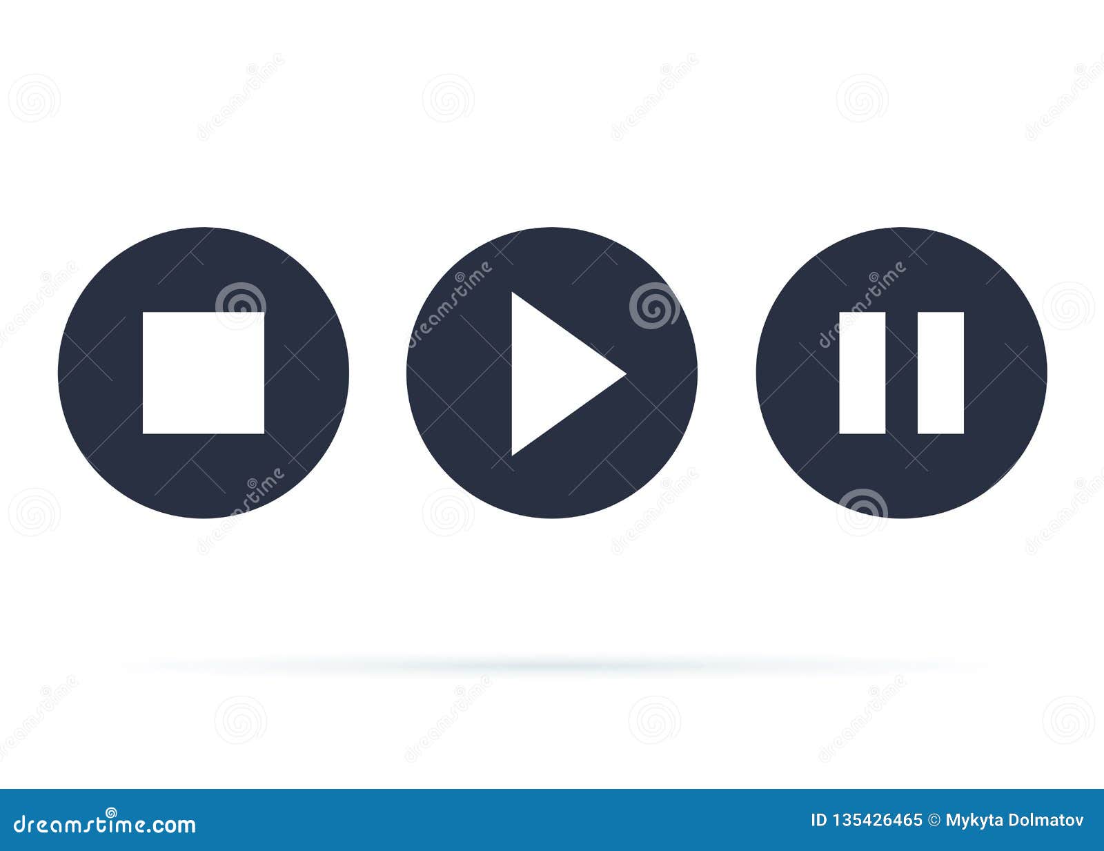 Button Player Icon Stop Play And Pause Buttons For Web Design Video Player In A Flat Style