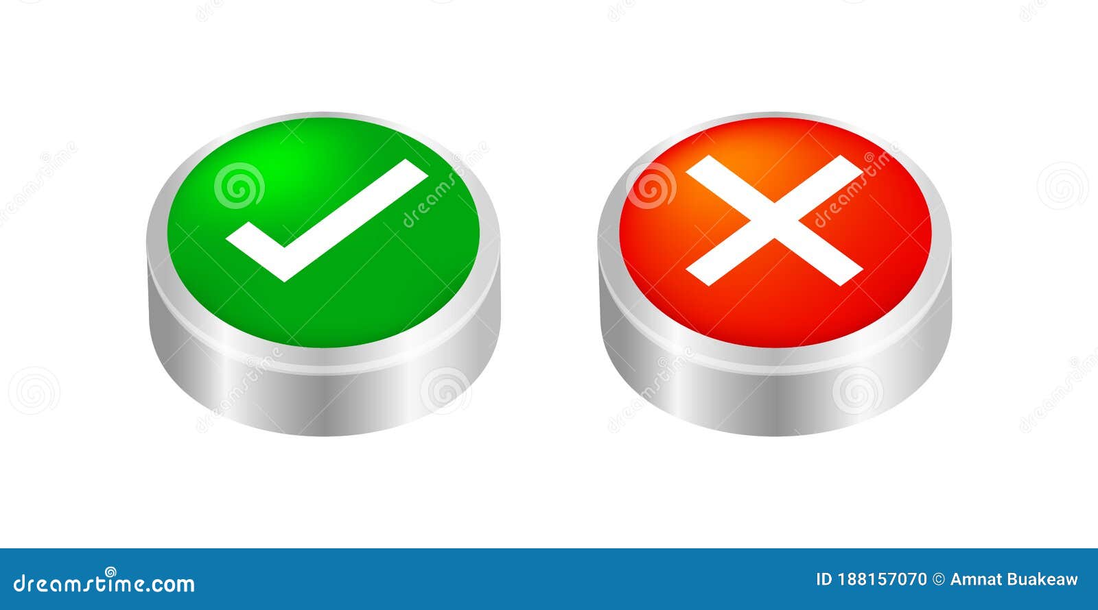 Button Push 3d Checkmark and X or Confirm and Deny for Apps and ...