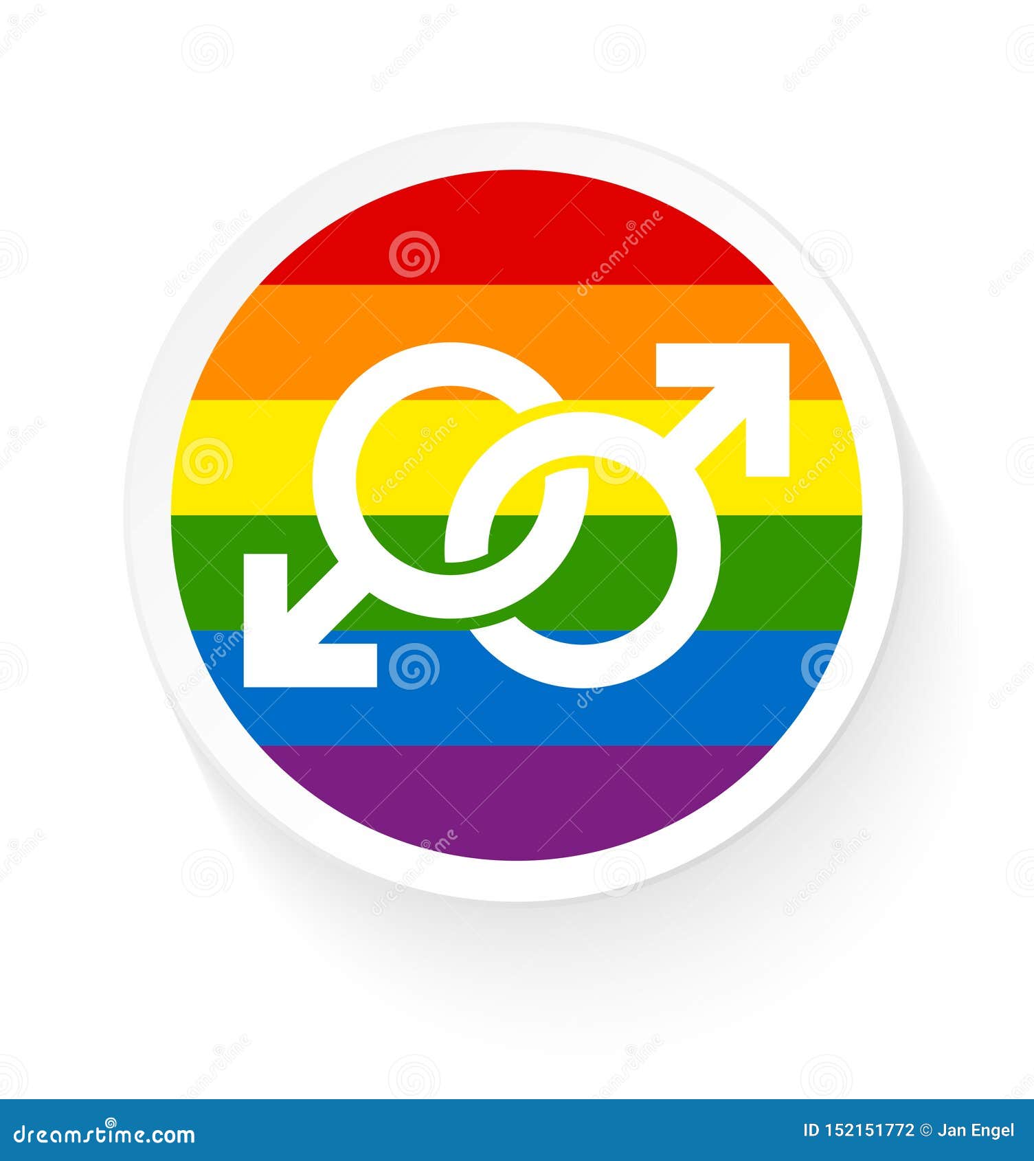 Button Rainbow Flag Two Connected Male Gay Icons Stock Vector