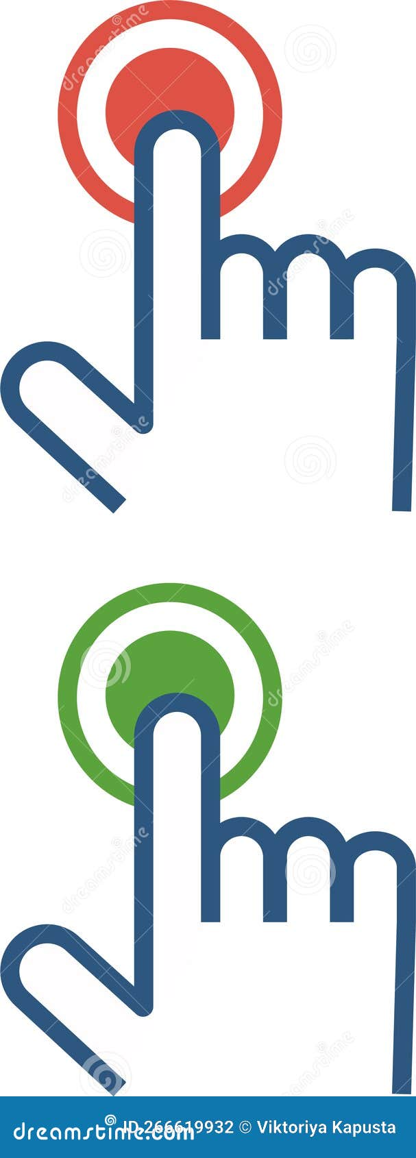 Button Red and Green + Hand Stock Illustration - Illustration of ...