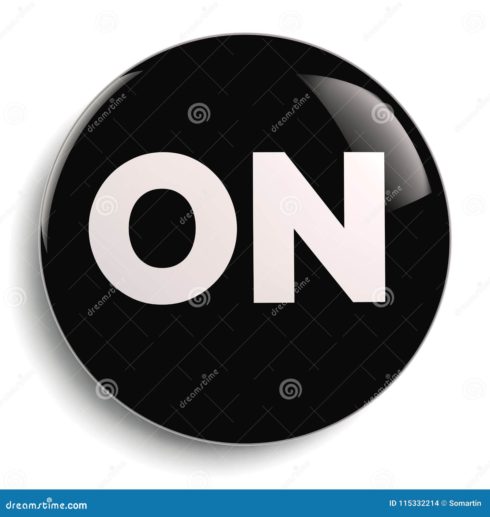 On Button Round Black Icon stock illustration. Illustration of activate ...