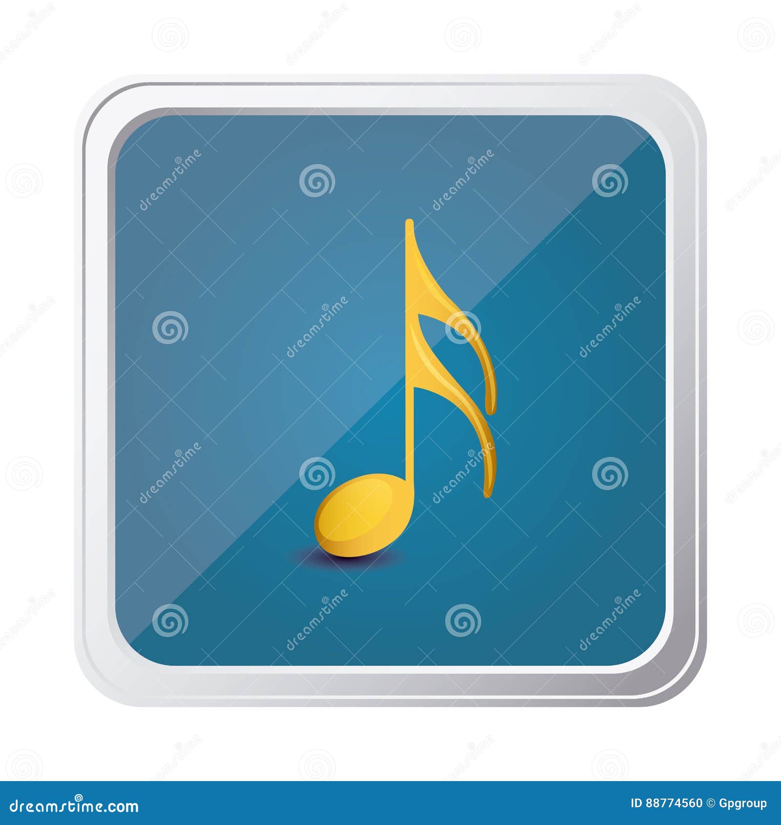 Button of Semiquaver Note in Yellow with Background Blue Stock ... Button of Semiquaver Note in Yellow with Background Blue Stock ...