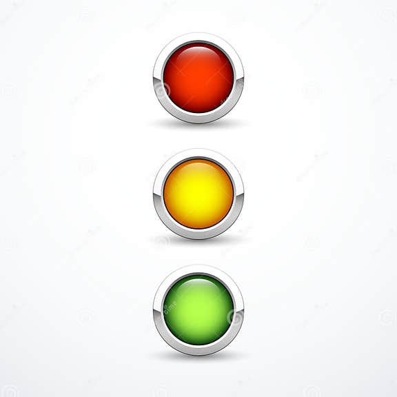 Red Yellow Green Button Set. Vector Illustration Stock Vector ...