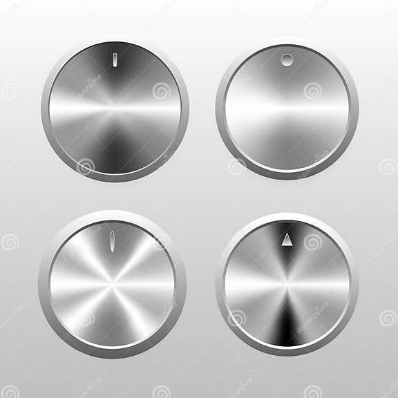 Button Set of Four Circular Control Knobs in a Shiny Stock Vector ...