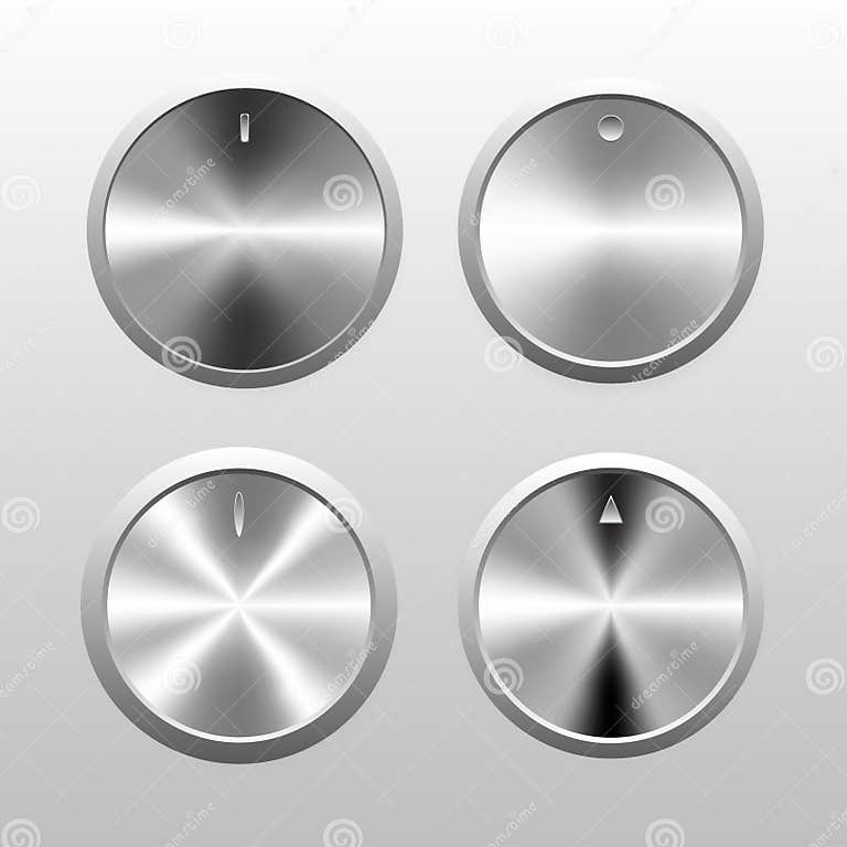 Button Set of Four Circular Control Knobs in a Shiny Stock Vector ...