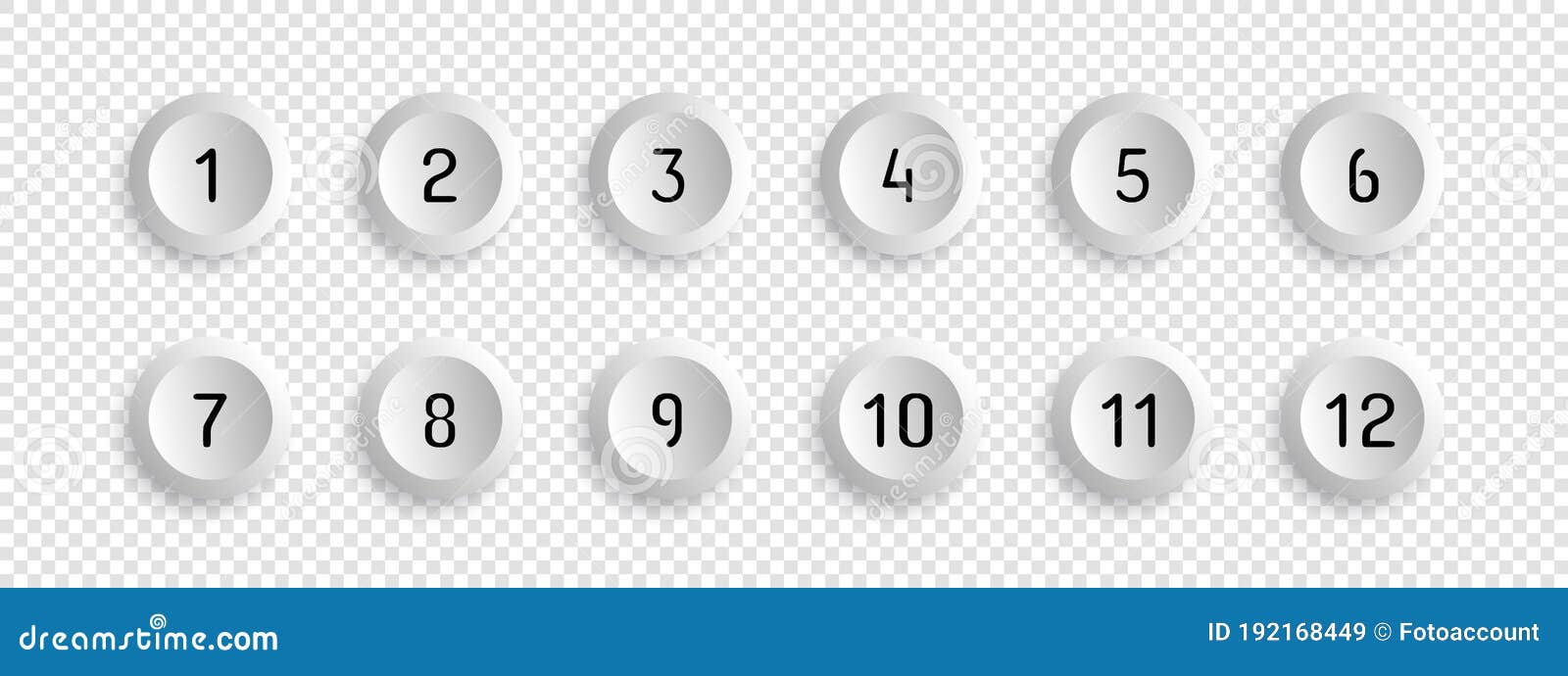 Button Set with Number Bullet Point from 1 To 12 - Vector Illustration ...