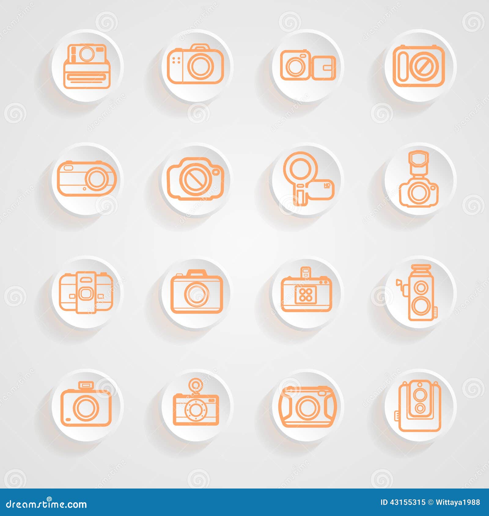 Button Shadows Camera Icons Set Stock Vector - Illustration of gadget ...