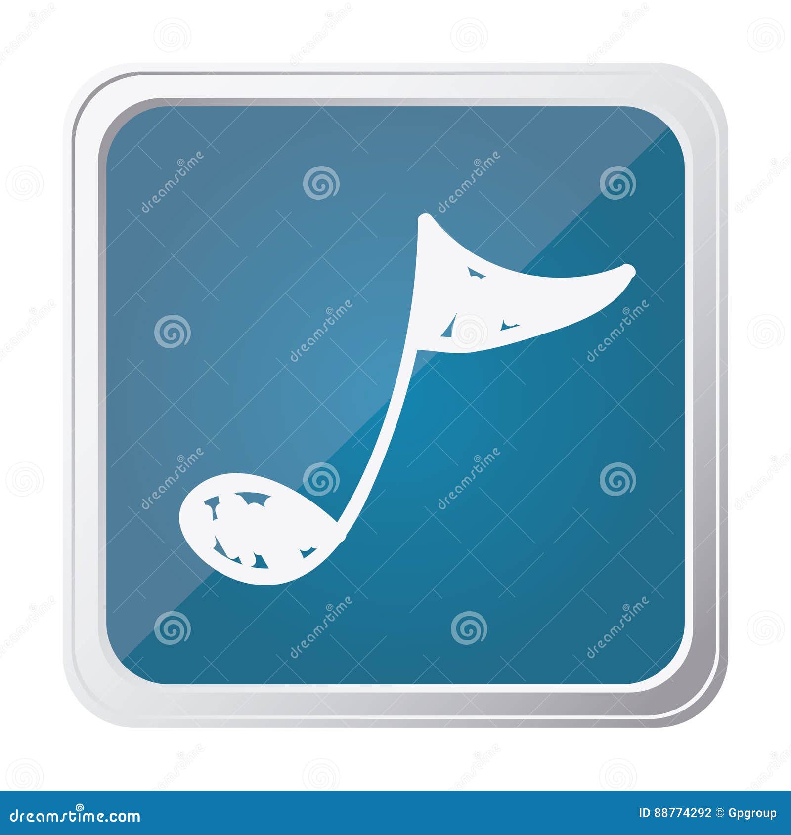 Button of Sign Eighth Note with Background Blue and Hand Drawn Stock ...
