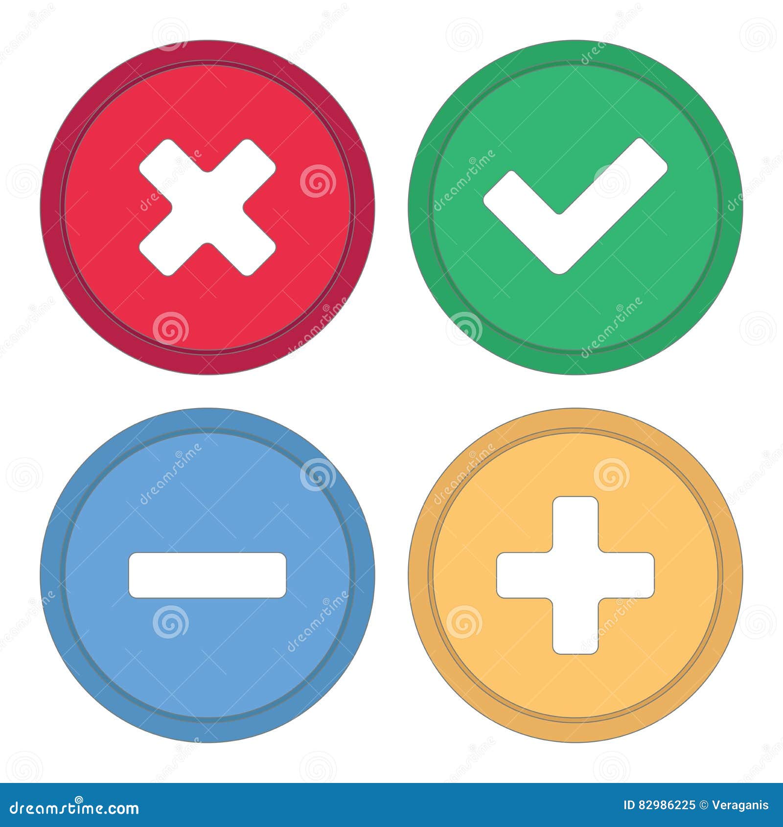 Button for Site. Signs Plus, Minus, Checkmark and Cross Stock Vector ...