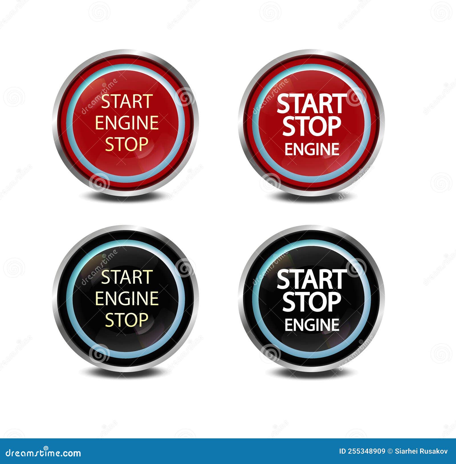 Button Start Stop Engine in Red and Black. Realistic Look. for ...