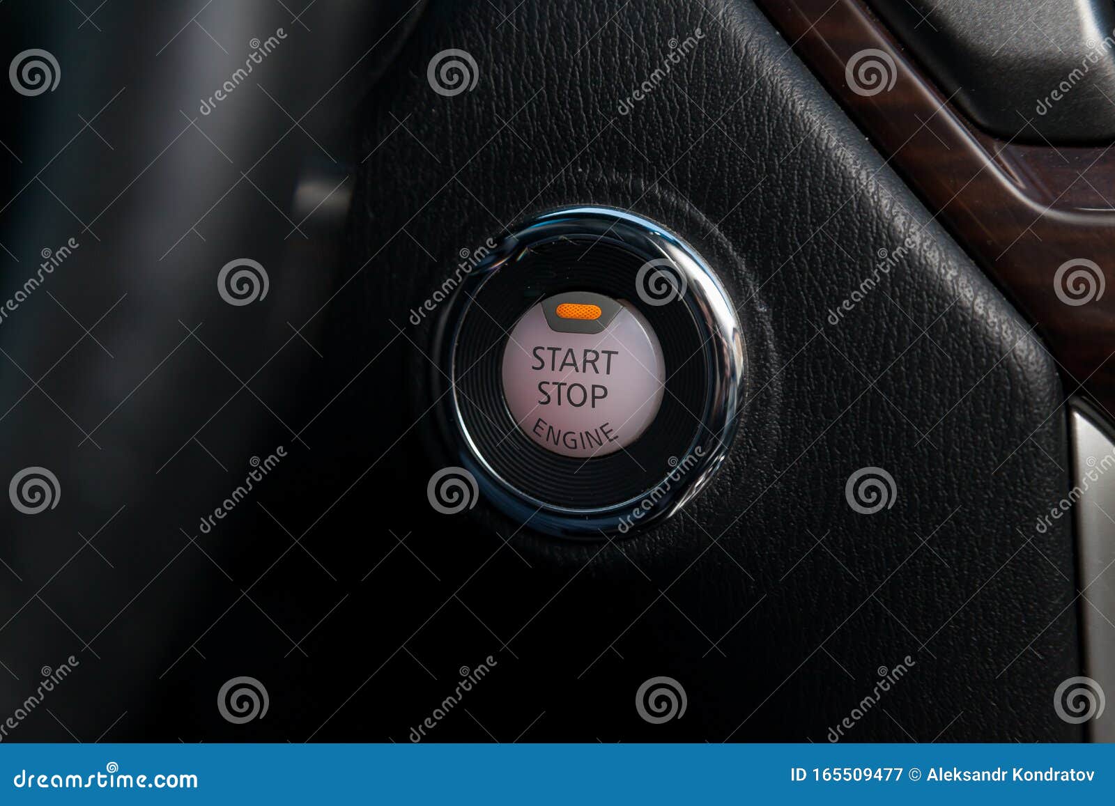 Button Start and Turn Off the Ignition of the Car Engine Close-up on ...
