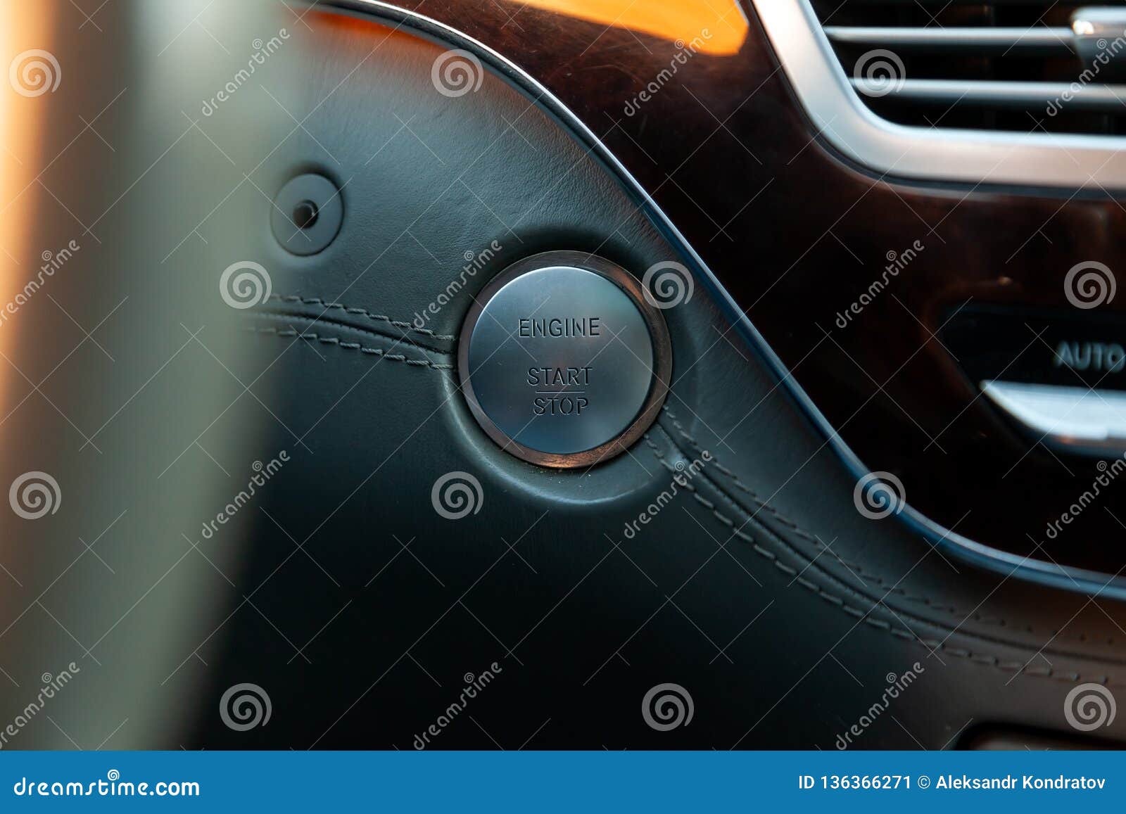 Button Start and Turn Off the Ignition of the Car Engine Close-up on ...